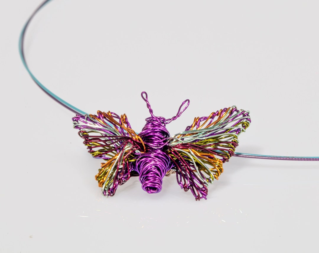 Butterfly Necklace · Lilac Wire Form · Soft Multitone Accents - Etsy