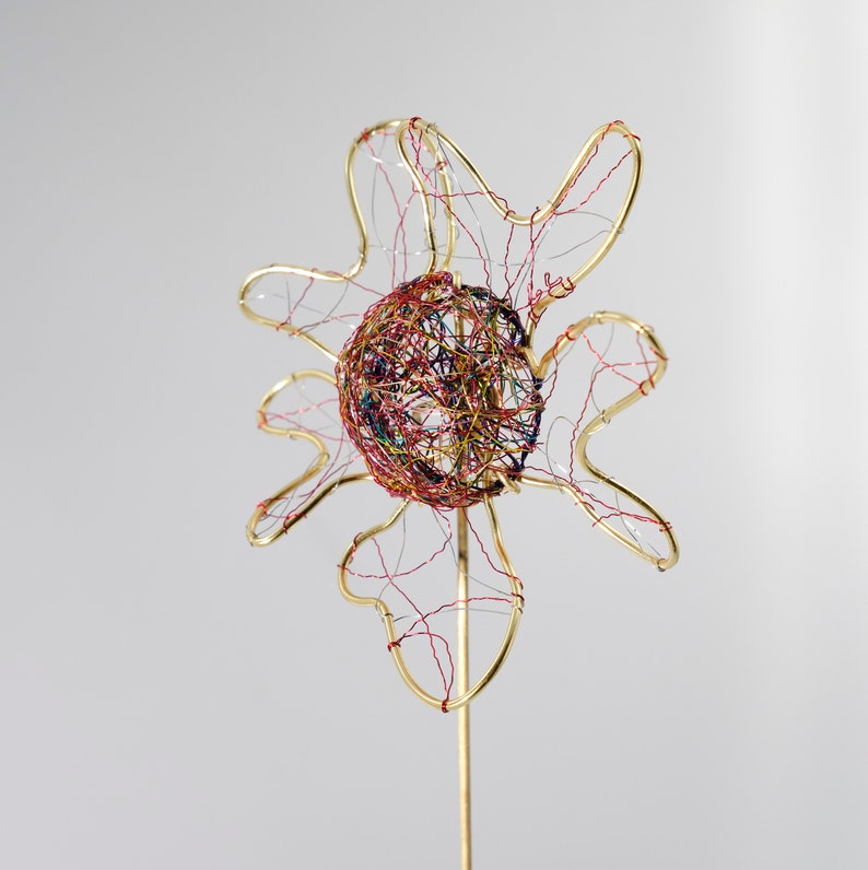Sunflower Art Home Decor, Wire Sculpture Metal Daisy Gift, Contemporary ...
