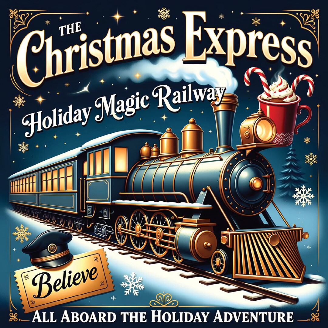Polar Express PNG, Retro Christmas Train Clipart, 90s Holiday Movie ...