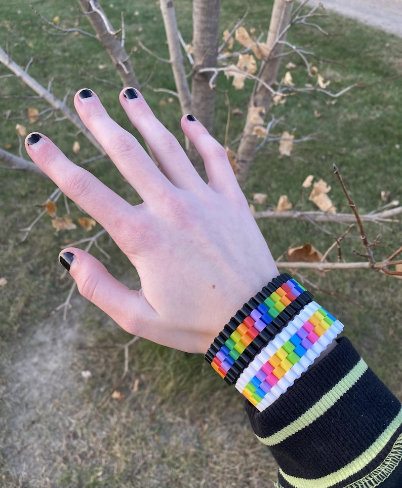 Pride Flag Perler Bead Elastic Cord Kandi Peyote Cuffs - Etsy