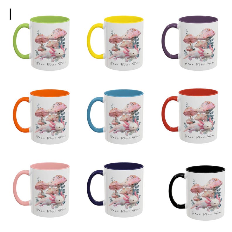 Axolotl Watercolor Mug | 14 Designs,custom Text, Two-tone, 11oz - Etsy
