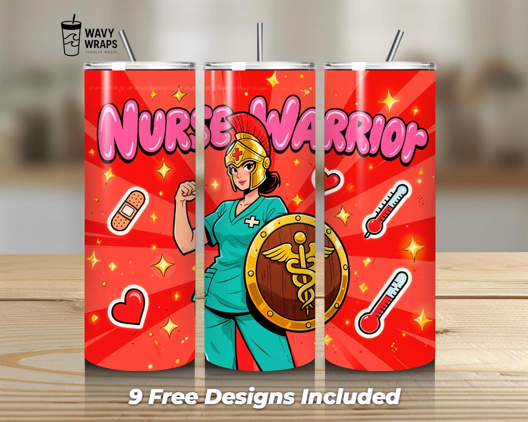 Nurse Warrior Tumbler Wrap PNG | Red Comic Hero Nurse Design | Medical ...