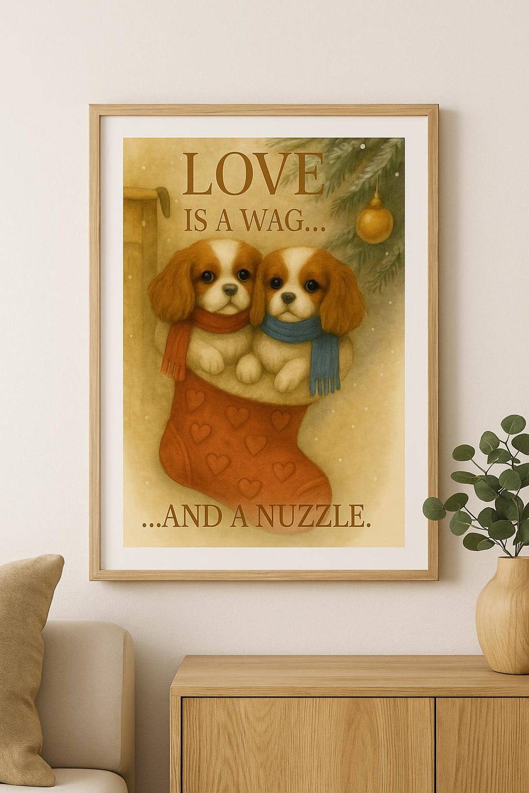 Cavalier King Charles Christmas Art – Stocking Puppies – Love is a Wag ...