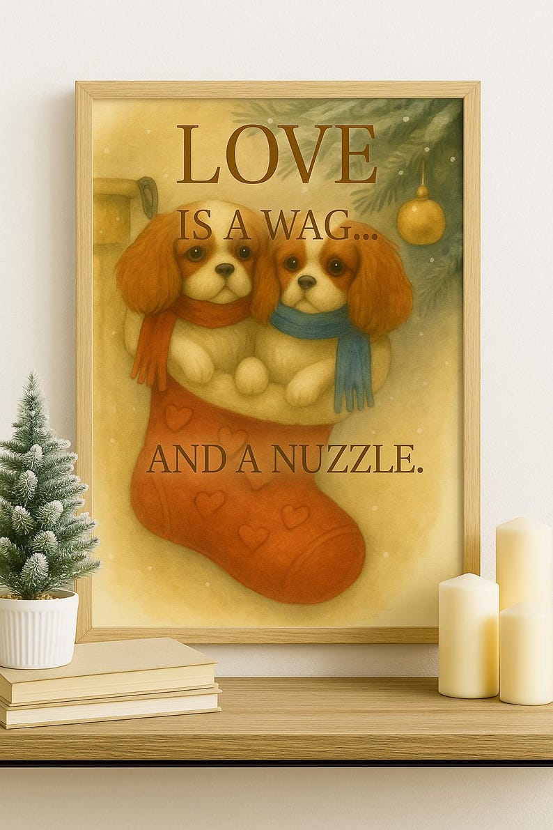 Cavalier King Charles Christmas Art – Stocking Puppies – Love is a Wag ...