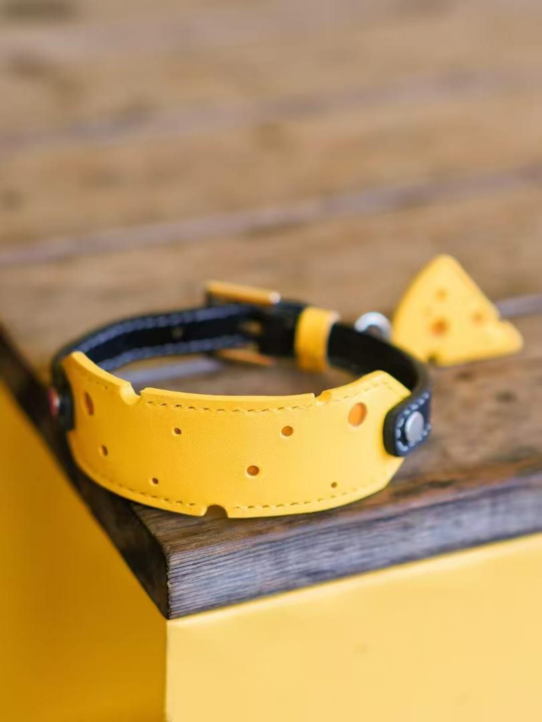 Unique Hand-stitched Leather Dog Collar – Cheese Cutout Design, Charm ...