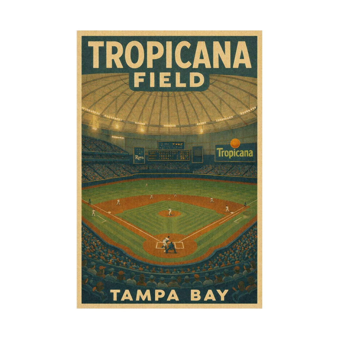Tropicana Field Poster, Tampa Bay Baseball Stadium Wall Art, Vintage ...