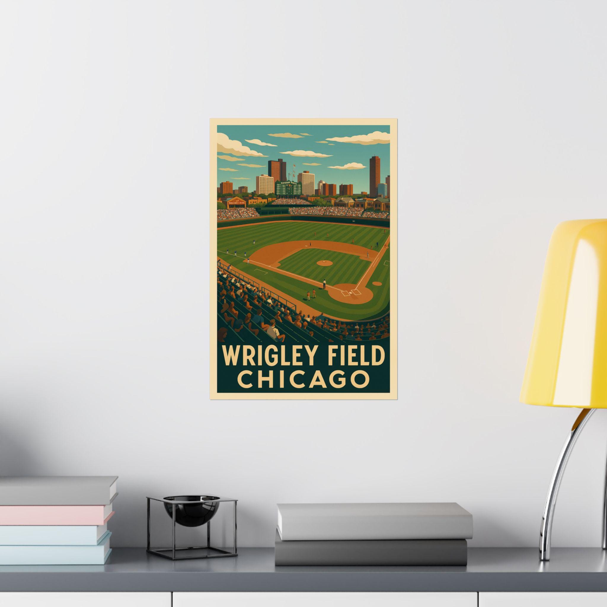 Vintage Wrigley Field Matte Vertical Poster, Chicago Cubs Baseball Art ...