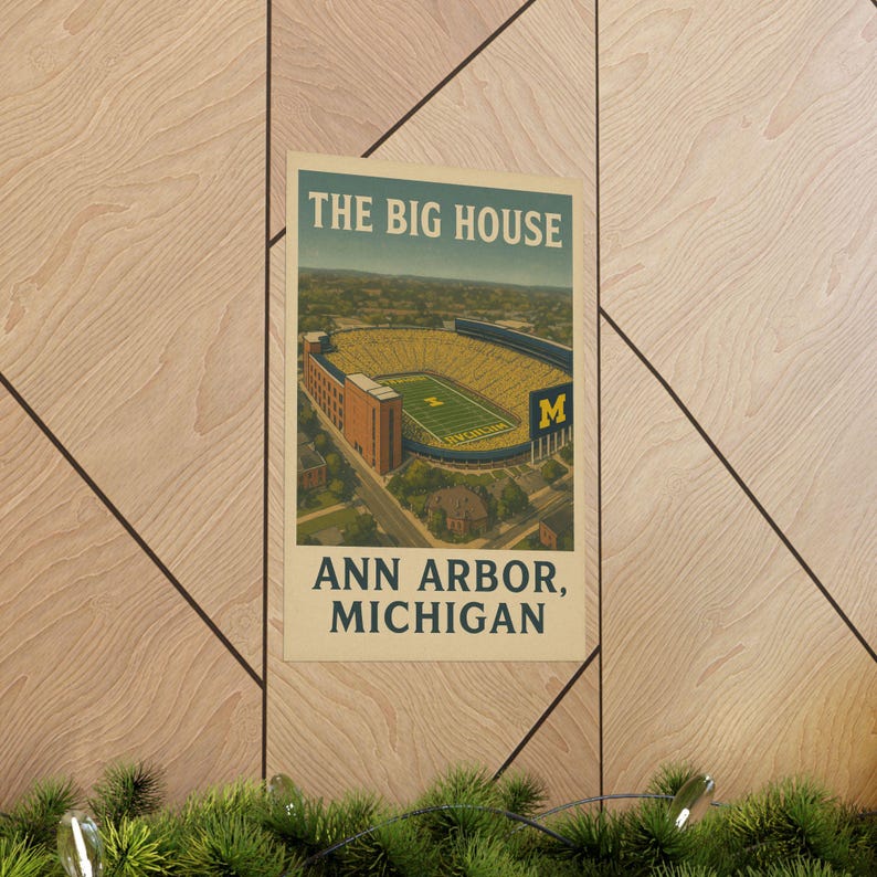 The Big House Vintage Ann Arbor Poster, Michigan Stadium Wall Art ...