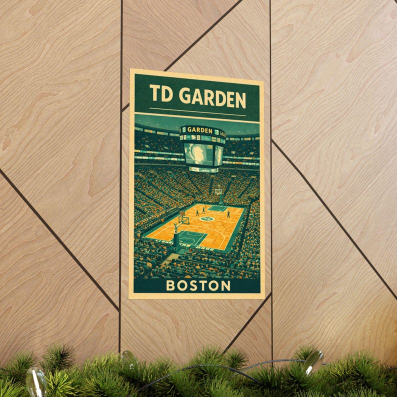 TD Garden Vintage Poster | Boston Basketball Arena Art Print | Retro ...
