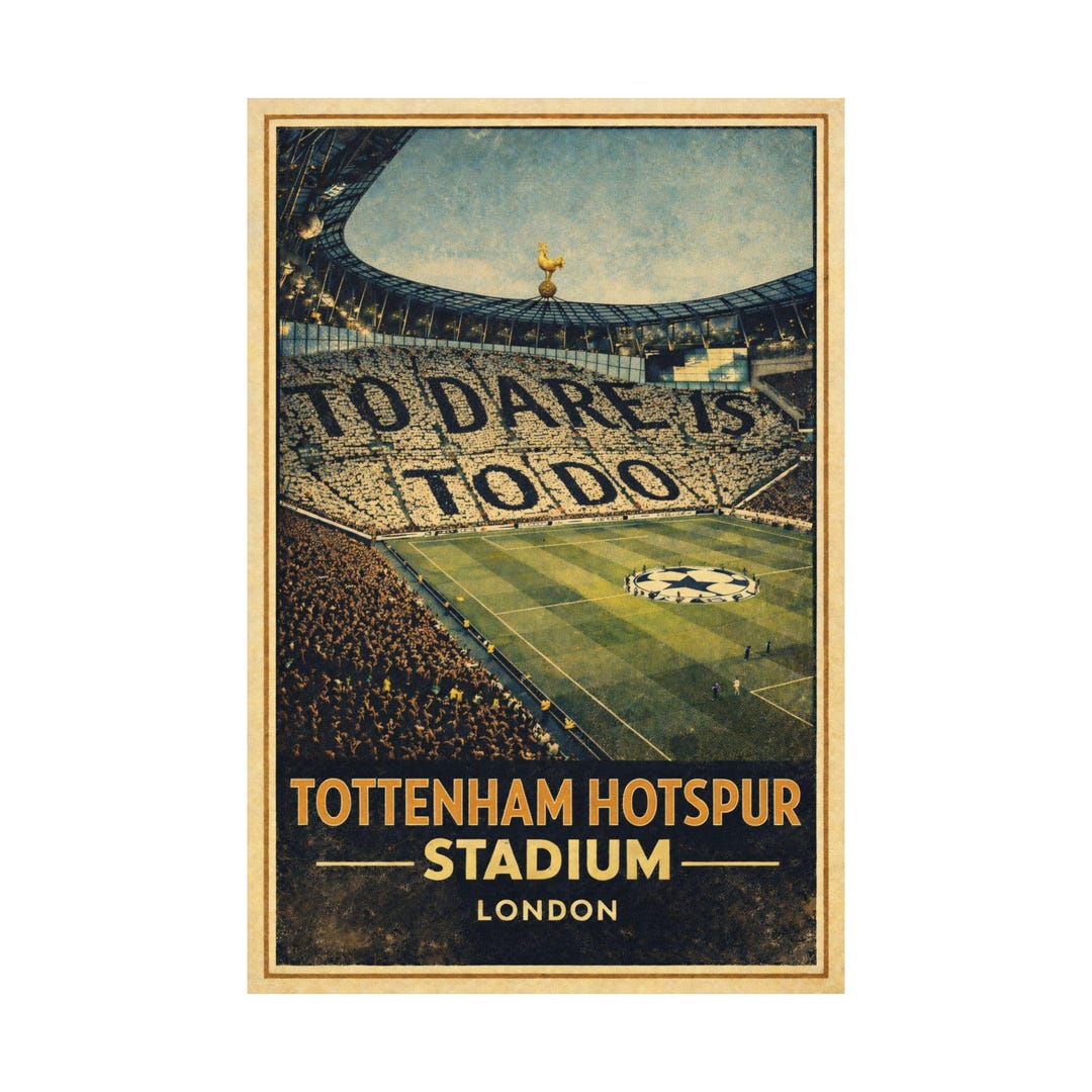 Tottenham Hotspur Stadium Poster, Vintage Football Stadium Print, Spurs ...