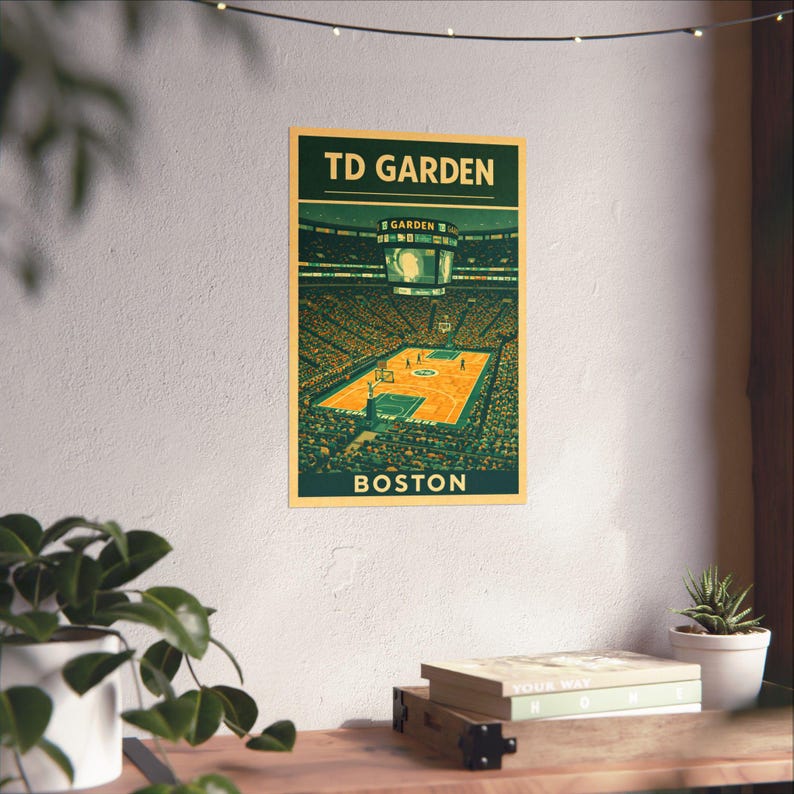 TD Garden Vintage Poster | Boston Basketball Arena Art Print | Retro ...