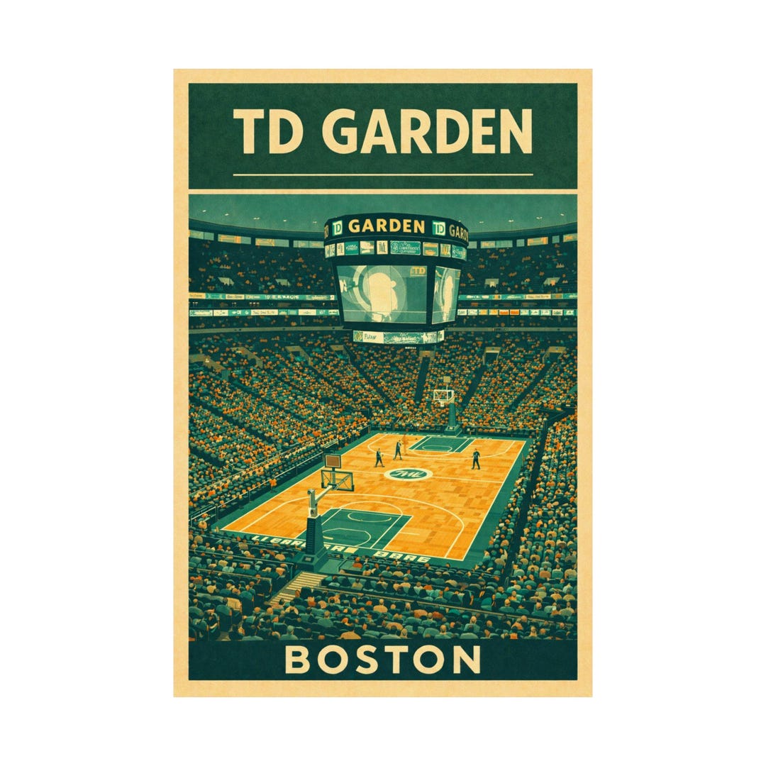 TD Garden Vintage Poster | Boston Basketball Arena Art Print | Retro ...