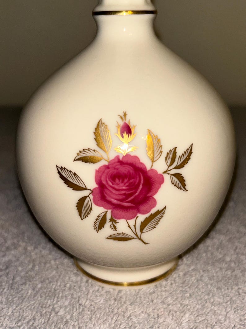 Vintage Lenox Roselyn Rhodora Bud Vase ~ Pink Rose Porcelain 24K Gold ...