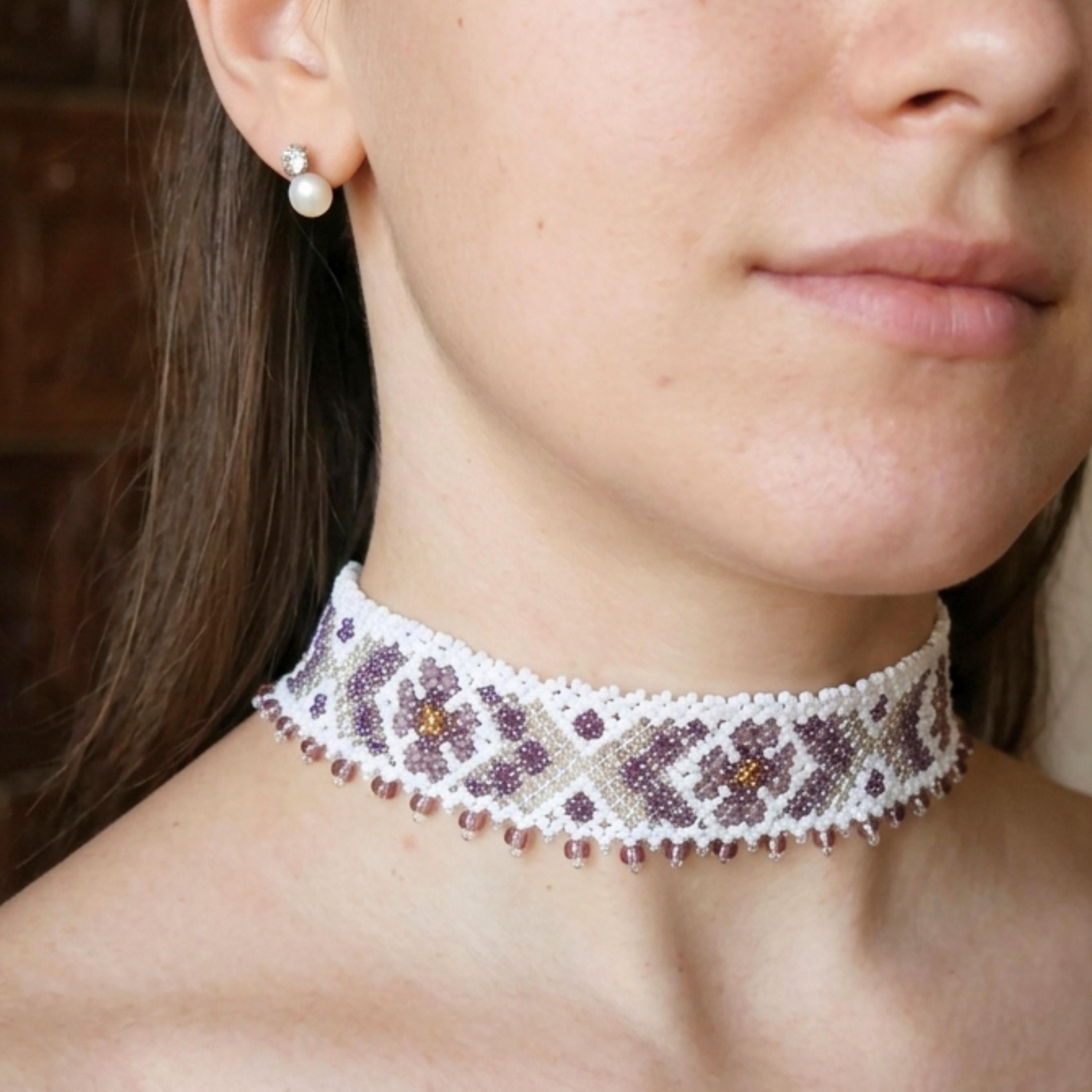 Pattern Handmade Beaded Choker Jewelry Necklaces Meditation Yoga Easy ...