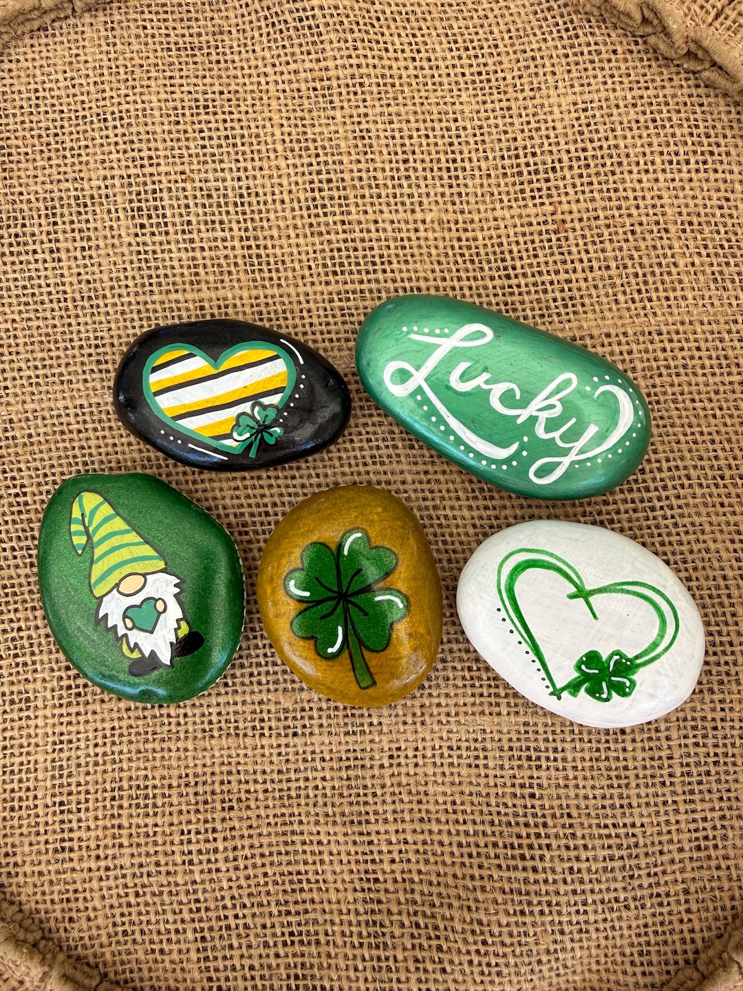 Hand-painted St. Patrick’s Day Rock Art, Set of 5. Acrylic on River ...