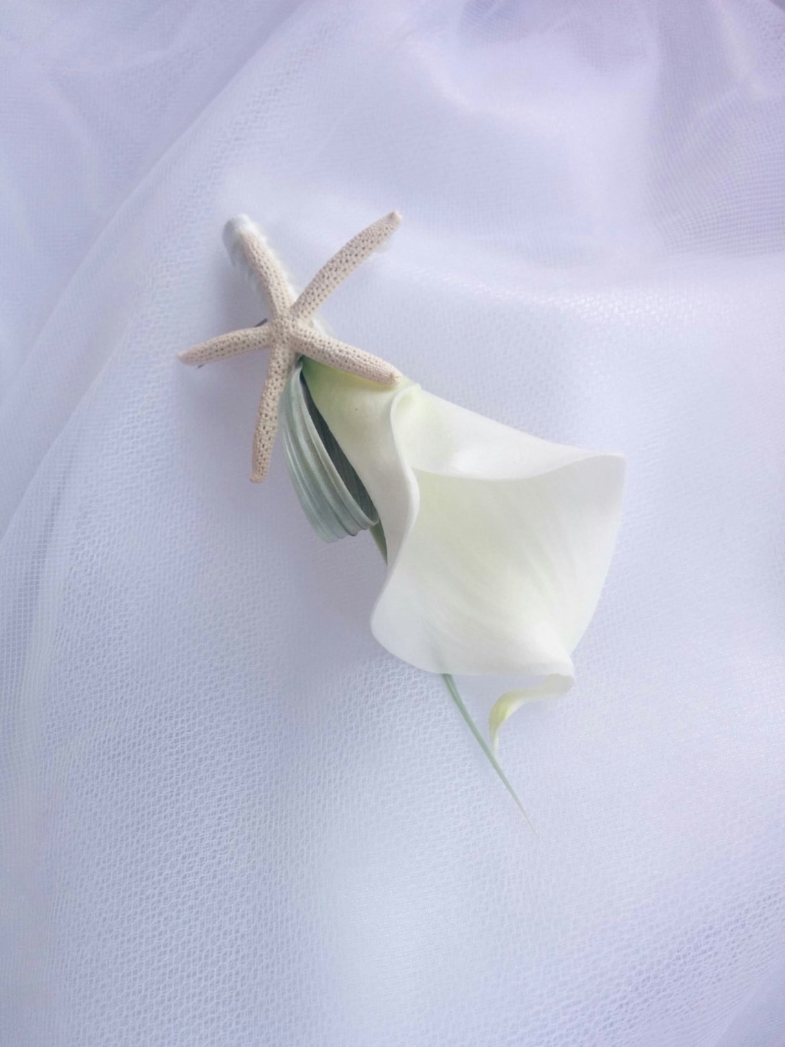 Wedding Natural Touch Ivory Calla Lily and Starfish Silk | Etsy