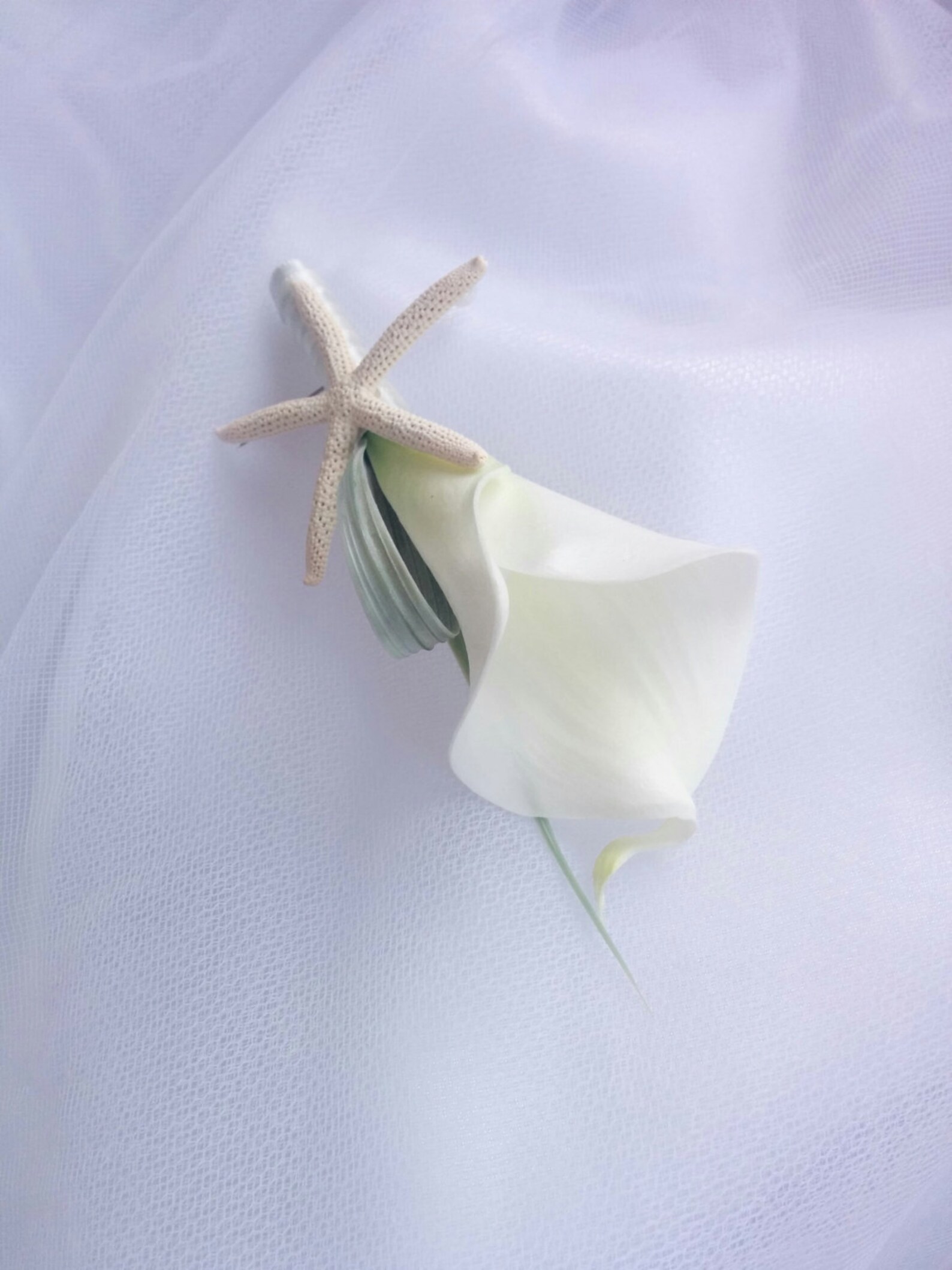 Wedding Natural Touch Ivory Calla Lily and Starfish Silk | Etsy
