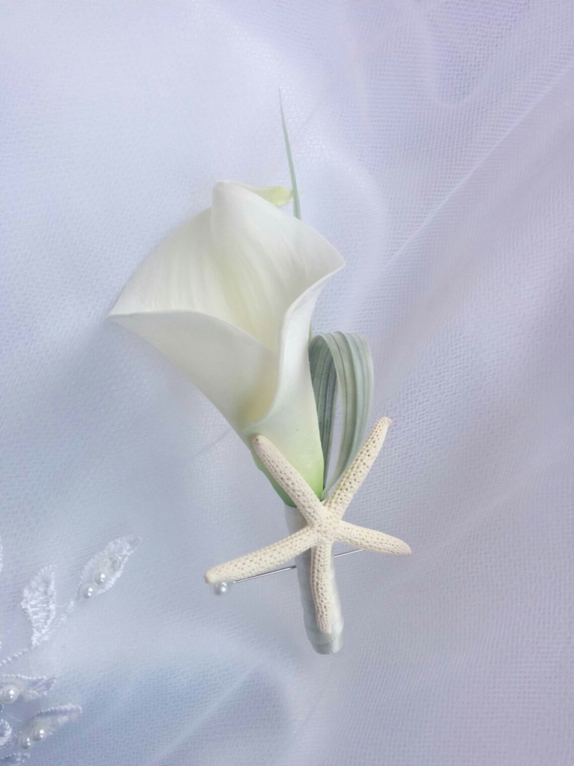 Wedding Natural Touch Ivory Calla Lily and Starfish Silk | Etsy