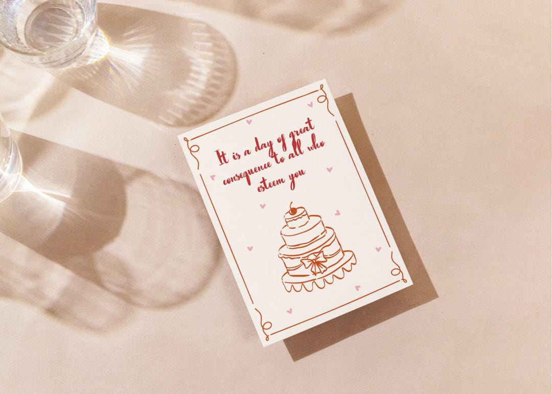 Regency Birthday Card - Elegant Cake Design (digital Download) - Etsy