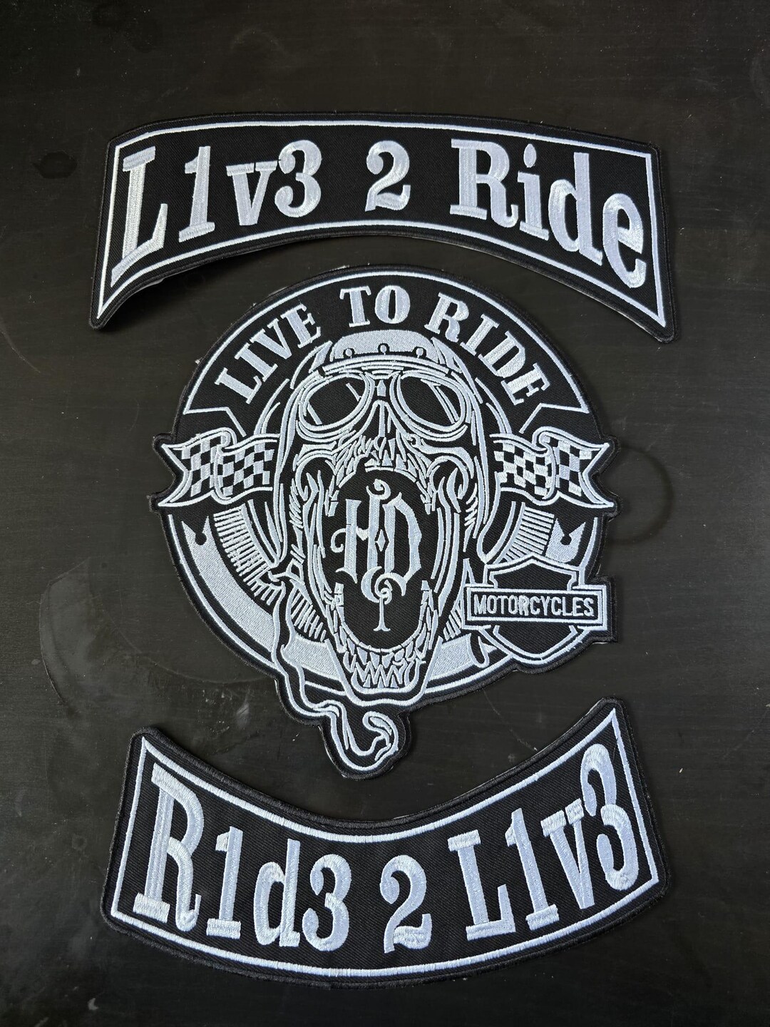 Live to Ride Motorcycle Embroidery Patches Set of 3 Iron on for Biker ...
