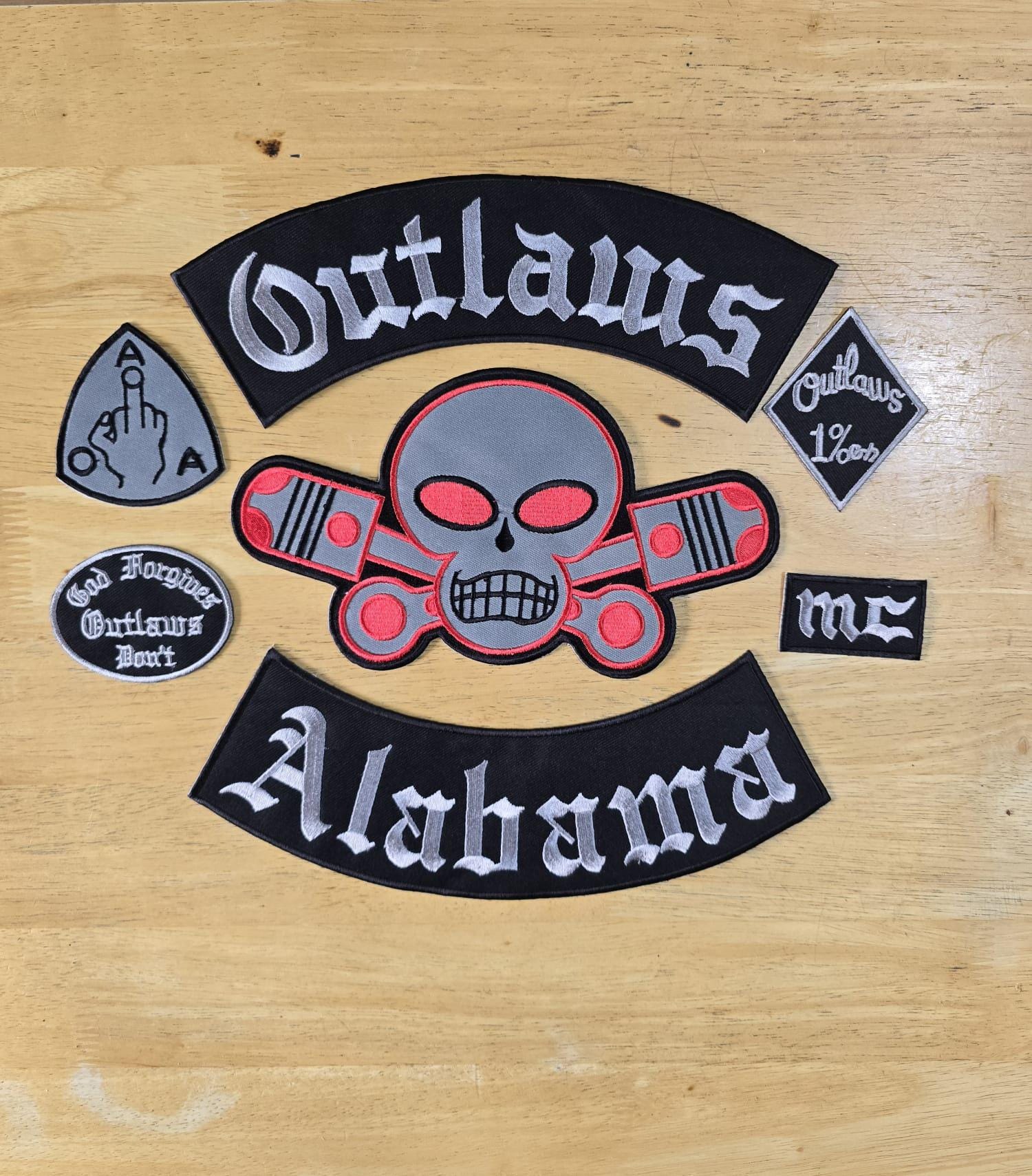 Outlaw MC Nomads Chicago and Alabama Embroidery Patch Full Set 1 % Iron ...