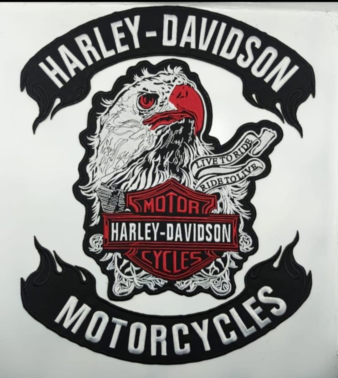 Harley Davidson Motorcycles Large Eagle Style Yellow and Red Embroidery ...