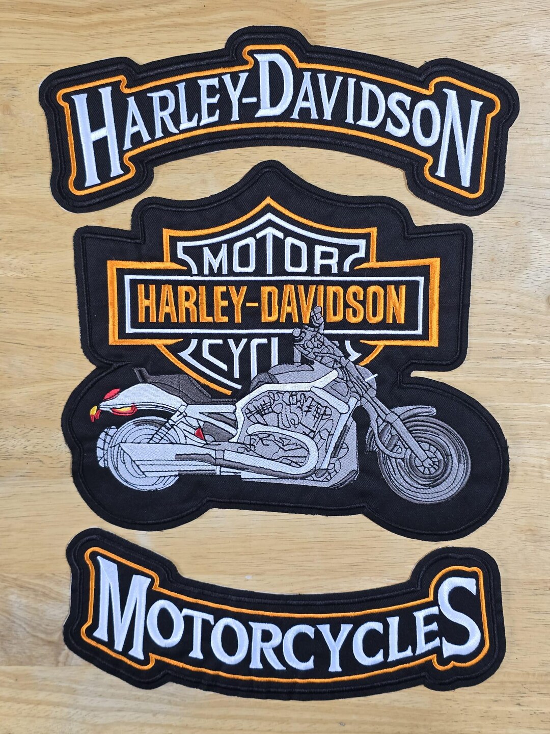Harley Davidson Motorcycles Large Bike Style Embroidery Patches Set of ...