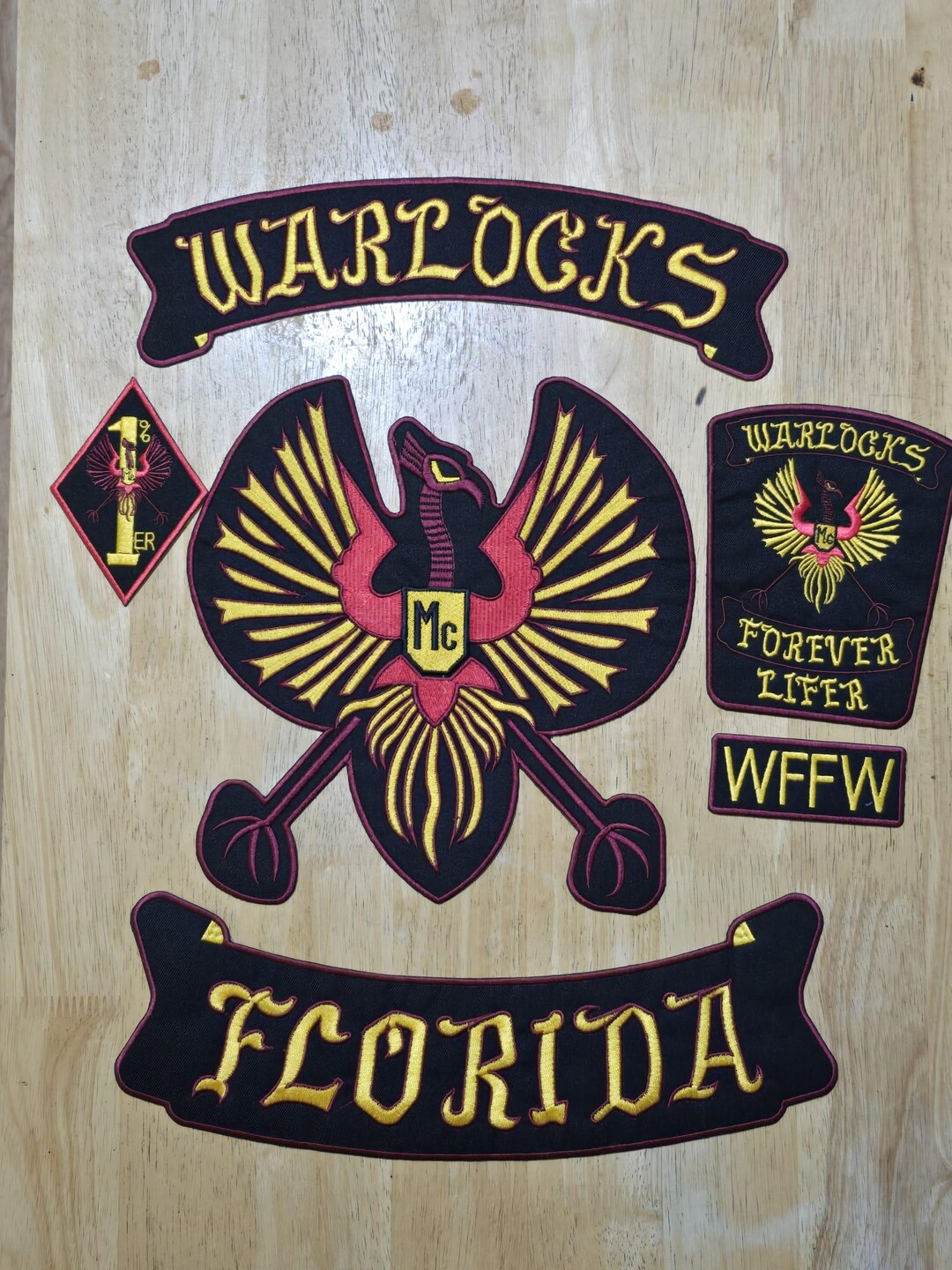 Warlocks Florida Mc Jacket 35CM Iron on Embroidered Patches 06 Pcs Set ...