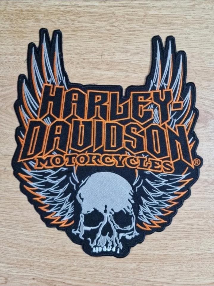 Harley Davidson Motorcycles Large Wings Skull Embroidery Patches Set of ...