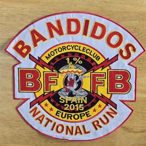 Bandidos Motorcycle National Run Spain Large Embroidery Patch Iron on ...