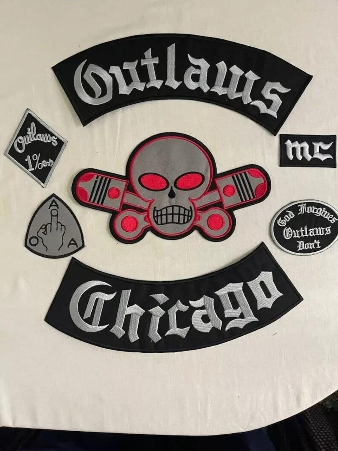 Outlaw MC Nomads Chicago and Alabama Embroidery Patch Full Set 1 % Iron ...