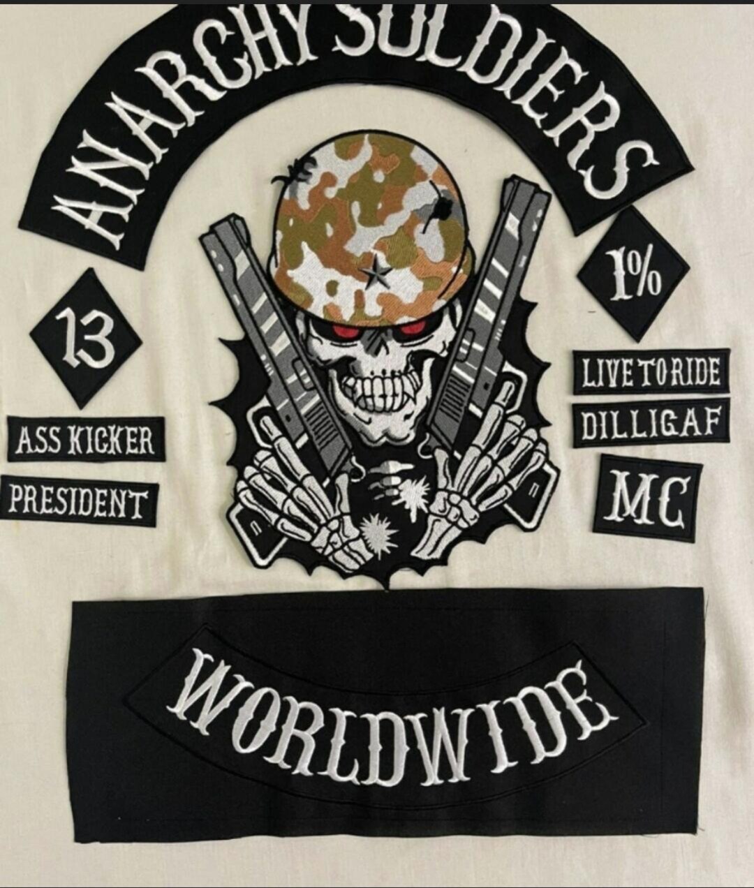 Anarchy Soldiers Worldwide MC President Live to Ride Full Sett ...