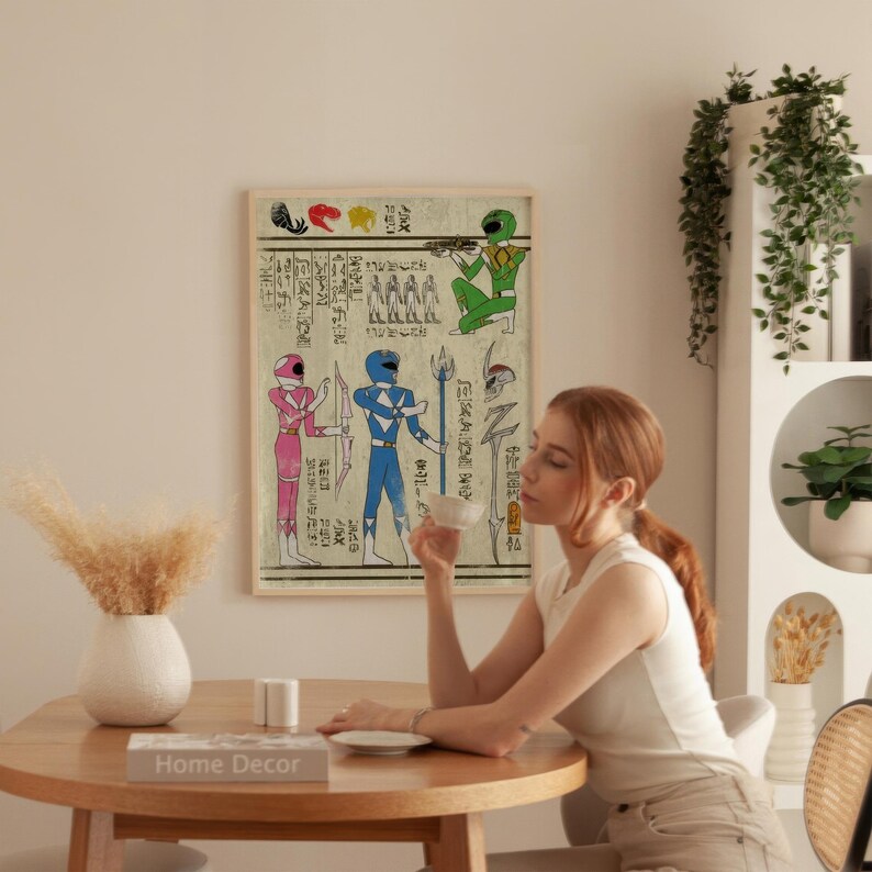 Power Rangers, Egyptian Hieroglyphic Wall Art Print, Pop Culture Poster ...
