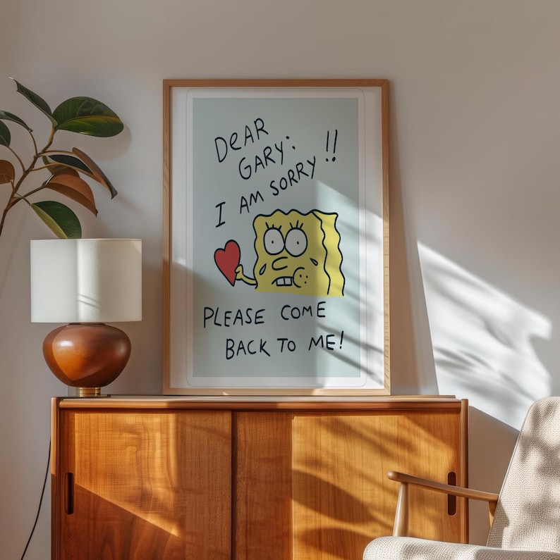Spongebob Apology Letter, Cartoon Wall Art Print, Pop Art Poster - Etsy