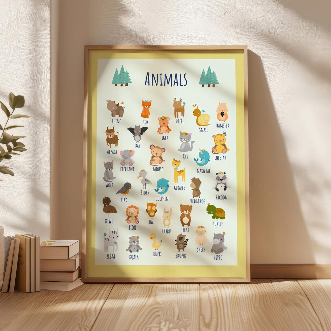 Cute Animals, Whimsical Wall Art Print, Childlike Poster - Etsy