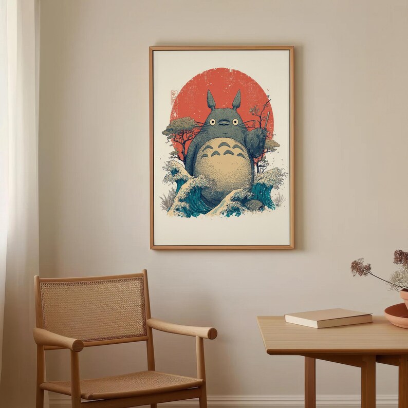 Totoro, Japanese Ukiyo-e Wall Art Print, Studio Ghibli Poster - Etsy