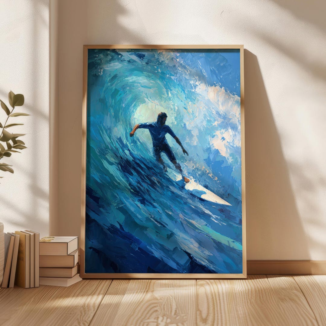 Surfer Riding Wave, Impressionism Wall Art Print, Modern Poster - Etsy