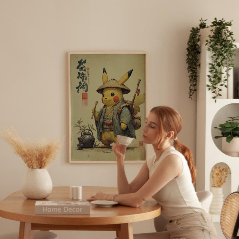 Pikachu, Traditional Japanese Style Wall Art Print, Vintage Poster - Etsy