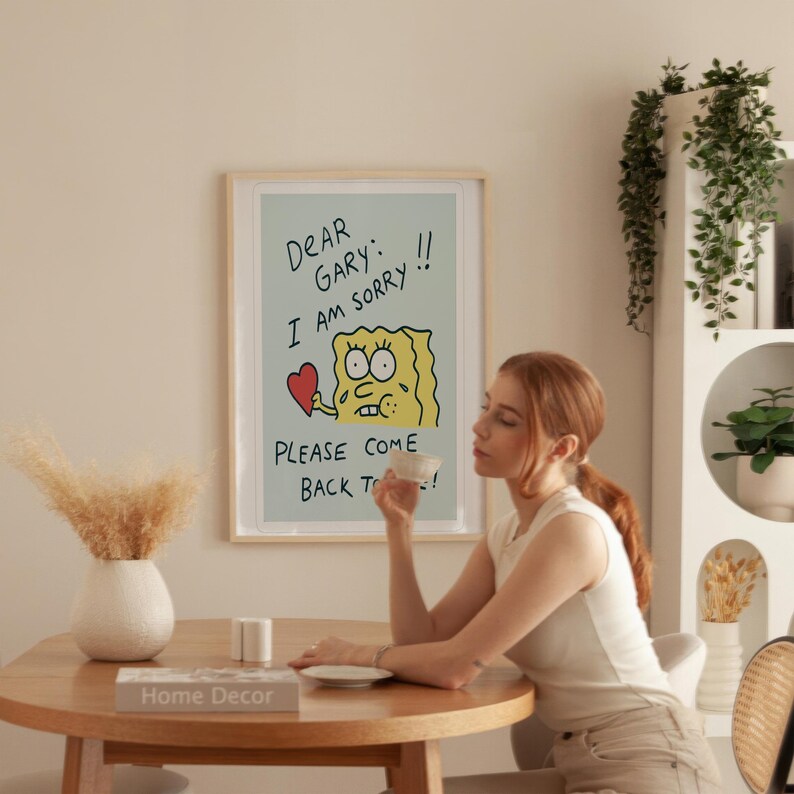 Spongebob Apology Letter, Cartoon Wall Art Print, Pop Art Poster - Etsy
