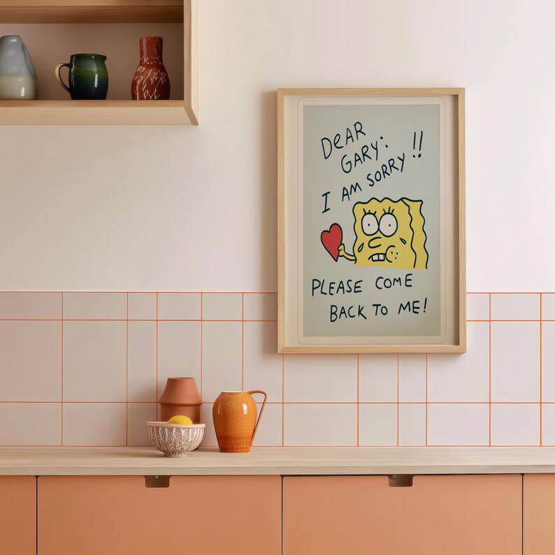 Spongebob Apology Letter, Cartoon Wall Art Print, Pop Art Poster - Etsy