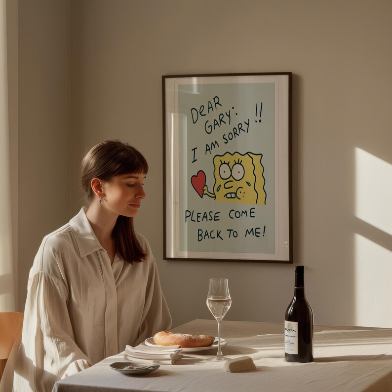 Spongebob Apology Letter, Cartoon Wall Art Print, Pop Art Poster - Etsy