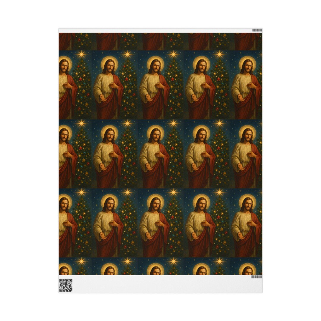 Jesus Portrait Holiday Wrapping Paper | Religious Christmas Wrap - Etsy