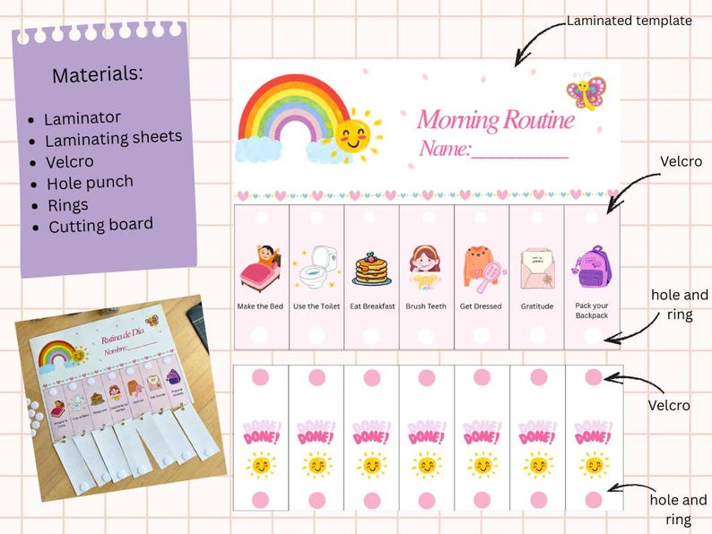 Toddler Routine Chart, Morning & Evening Visual Schedule (PDF Printable ...