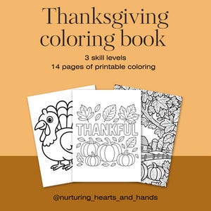 Thanksgiving Coloring Book — 14 Printable Pages | Easy, Medium and ...