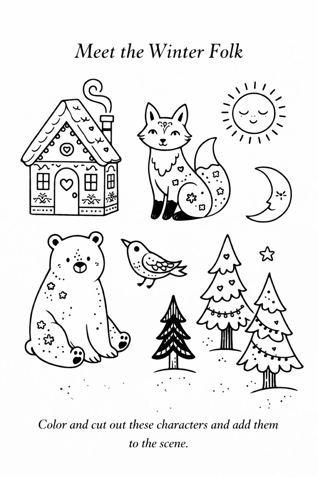 Scandinavian Winter Scene Cut & Paste Craft for Kids | Nordic Folk Art ...