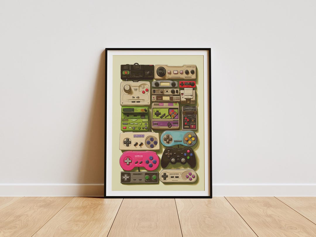 Retro Game Controller Art Print | Vintage Gamepad Poster - Etsy