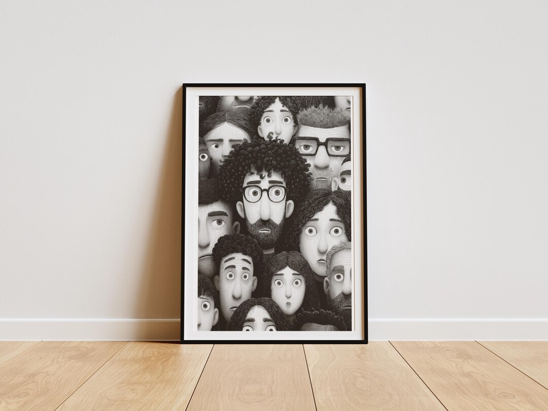 People Collage Poster | Quirky Hand-drawn Character Art Print - Etsy