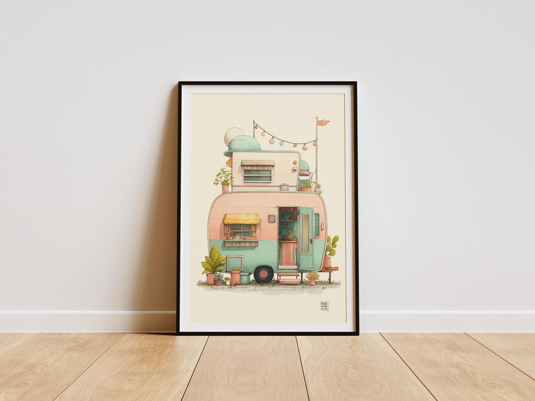 Classic Camper Van Print | Van Life Travel Poster - Etsy