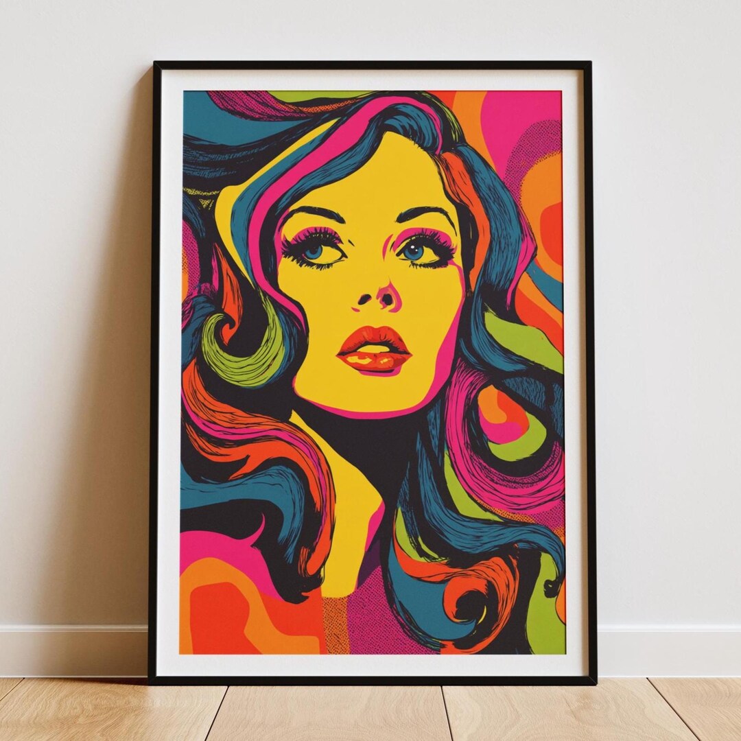 1960s Pop Art Portrait Print - Colorful Retro Wall Art - Vintage Mod ...