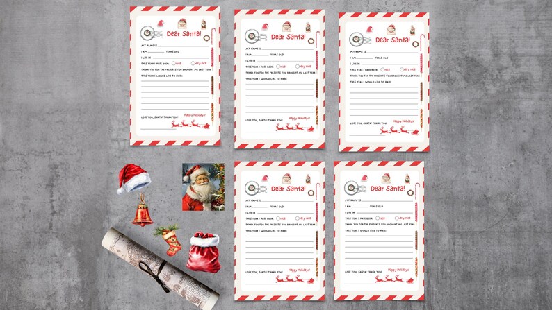 Christmas Santa Letter Printable – Dear Santa Template, Kids Wish List ...